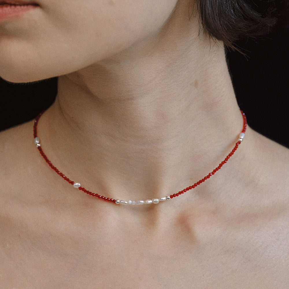 RED SPINEL AND PEARL NECKLACE – SOFTROOM